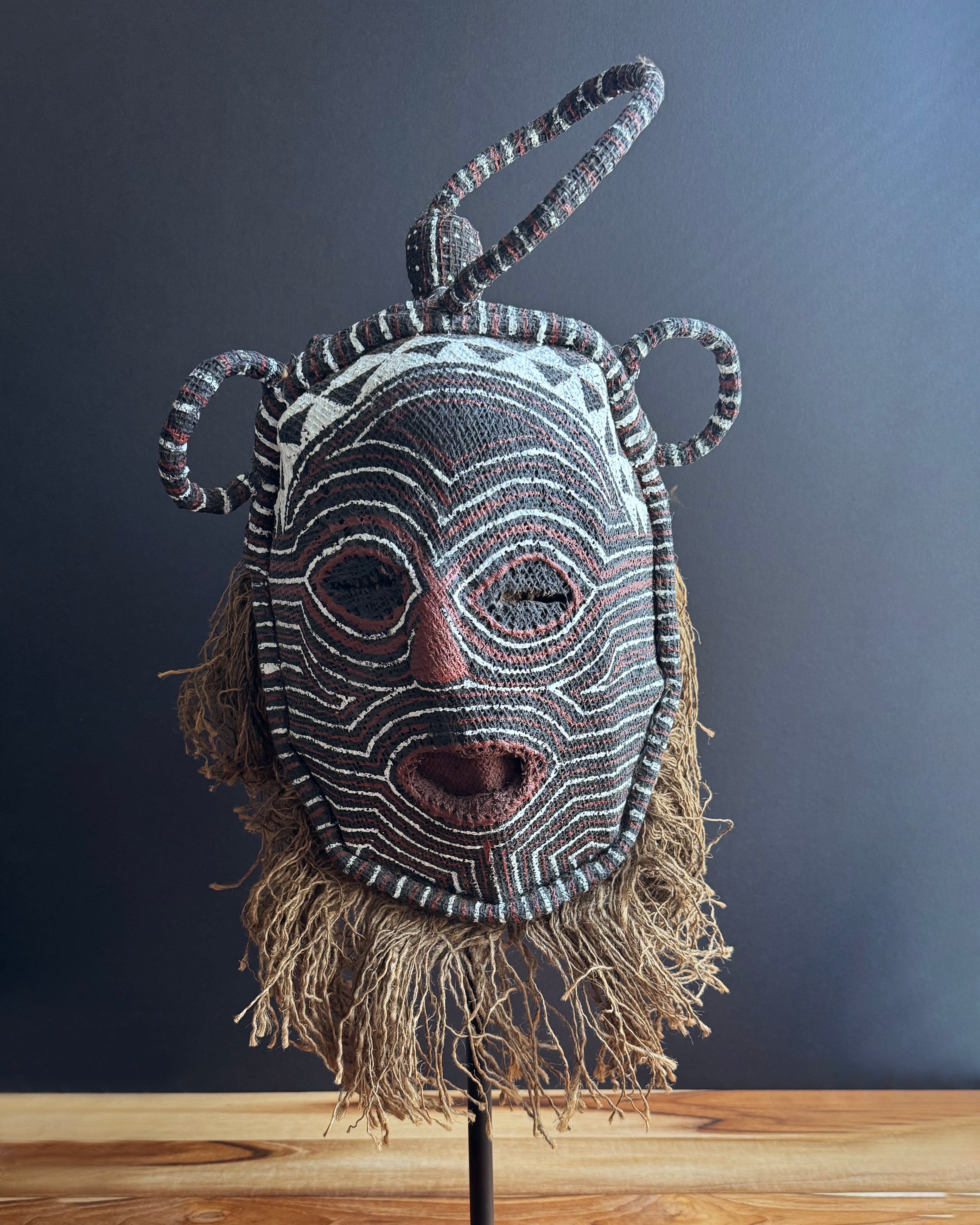 Woven Cloth Zimbabwe Mask – Helmet-Shaped African Art – Nkem | Home Decor